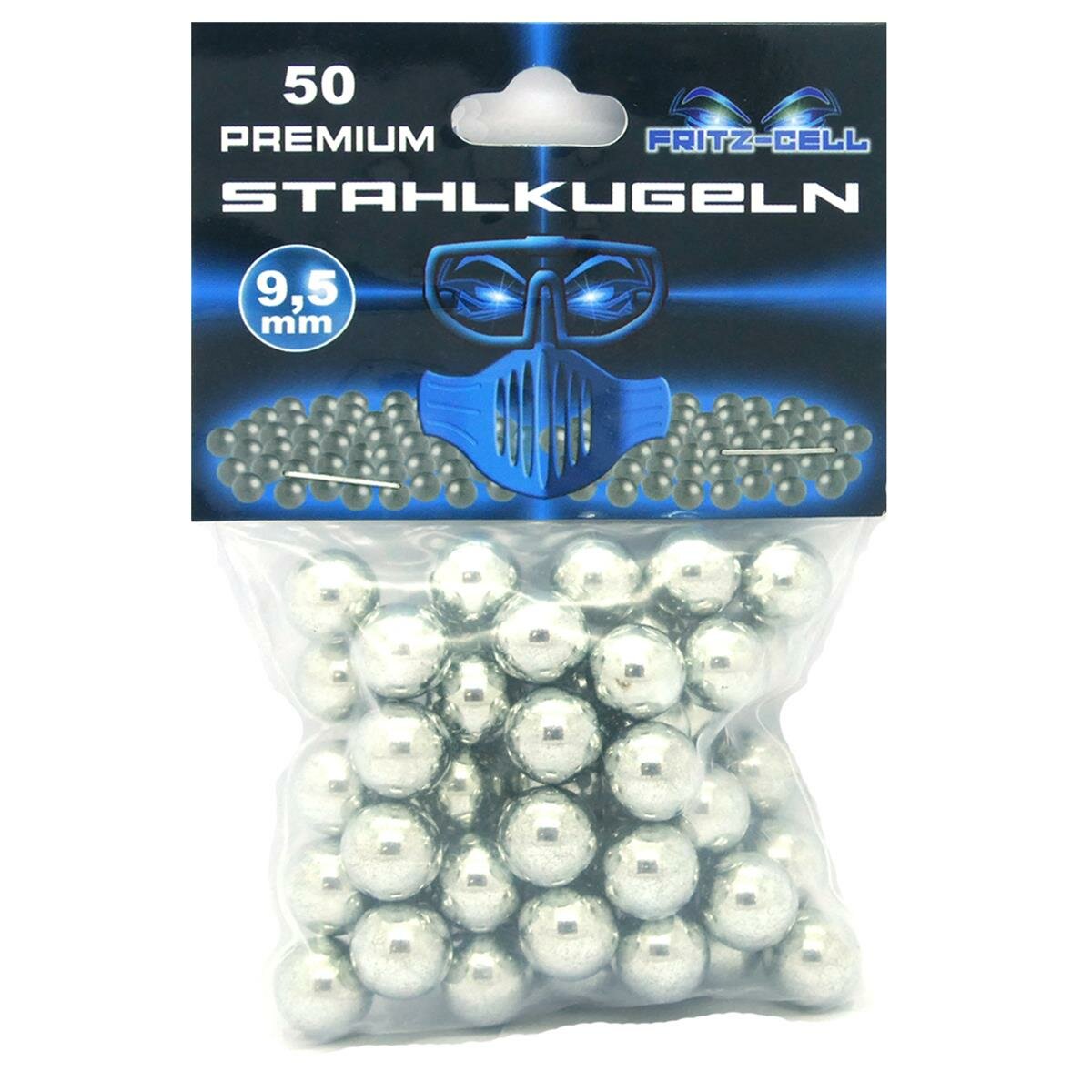 50 Fritz-Cell 9,5 mm Stahlkugeln BBs zinkbeschichtet, 4,47