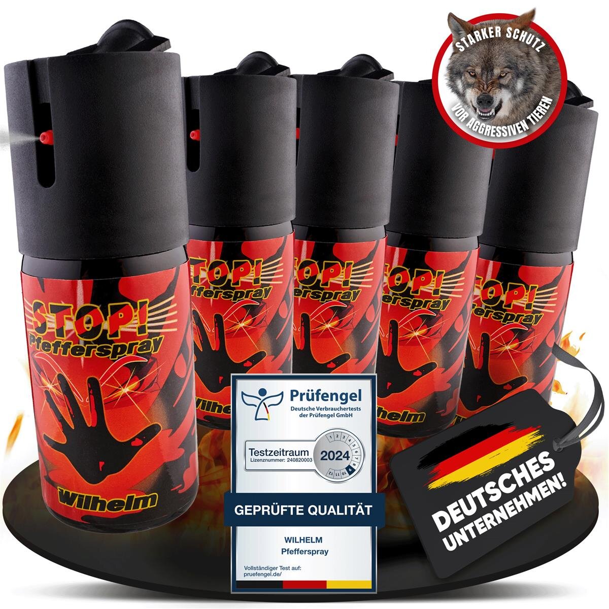 5 x Wilhelm Pfefferspray 40 ml Tierabwehr Selbstverteidigung CS KO Sp ...